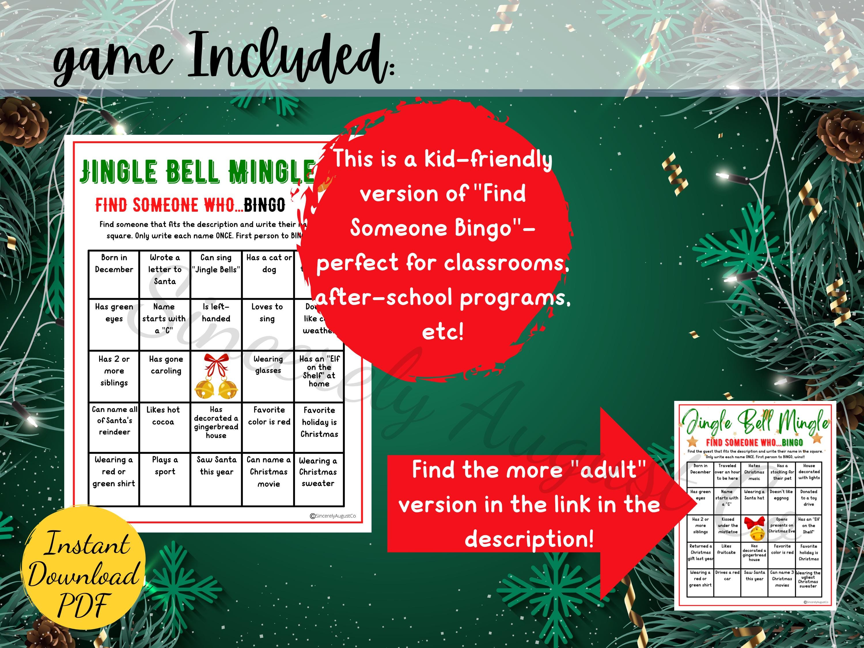 Christmas FIND SOMEONE Who BINGO Game: Kids & Adults (digital Download ...