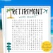 Retirement WORD SEARCH Game: Printable Party Activity (PDF) - Etsy