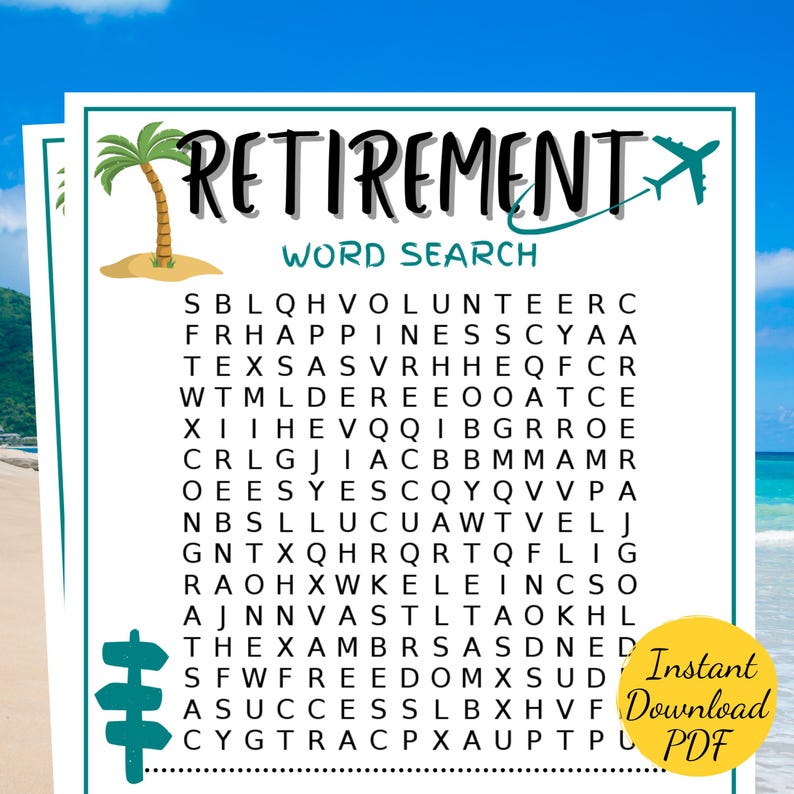 Retirement WORD SEARCH Game: Printable Party Activity (PDF) - Etsy