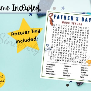 Fathers Day WORD SEARCH - Fathers Day CROSSWORD - Fathers Day Party ...
