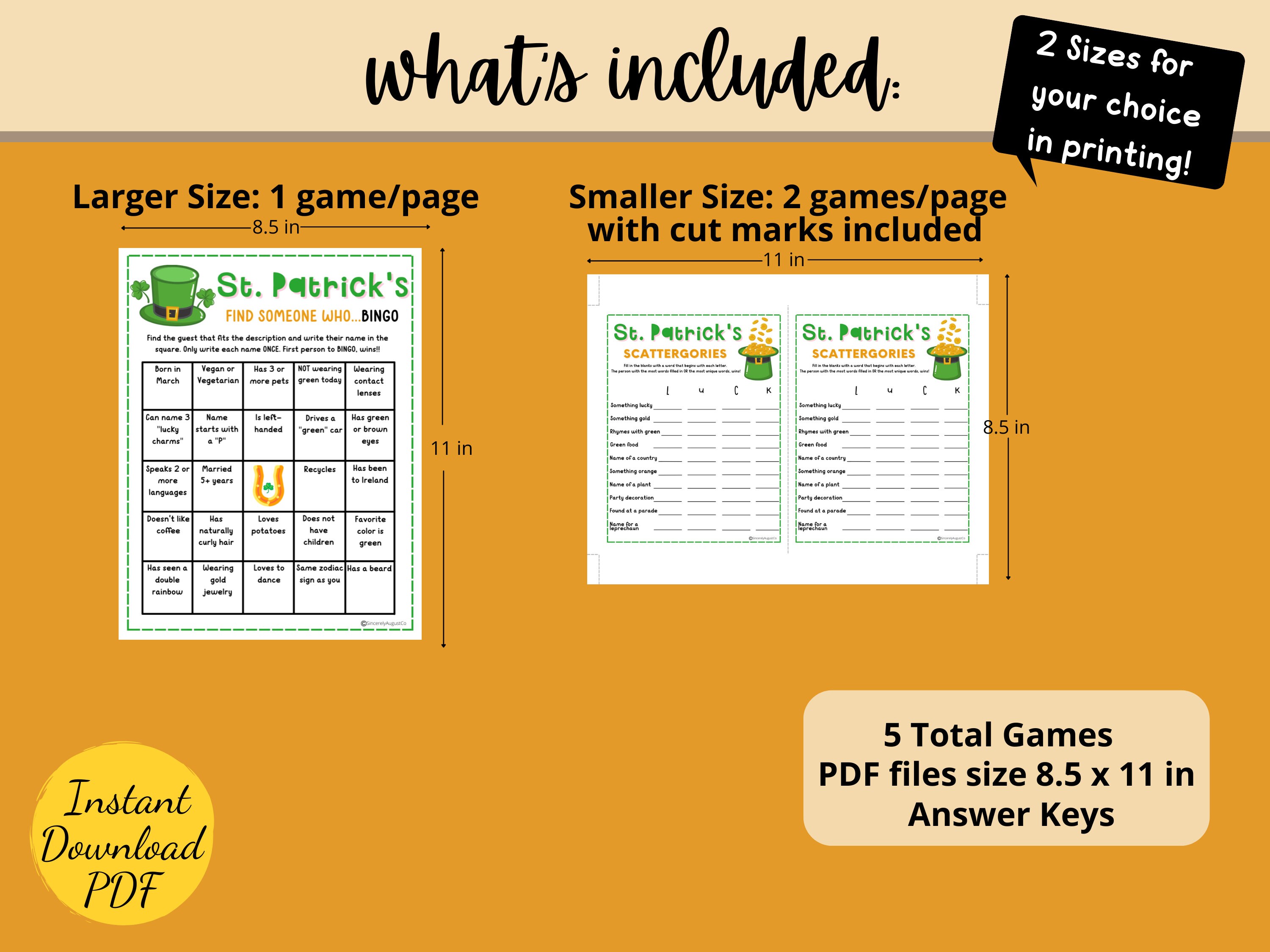 St. Patrick's Day Party Game BUNDLE 5 Game Bundle St. Patricks Day ...