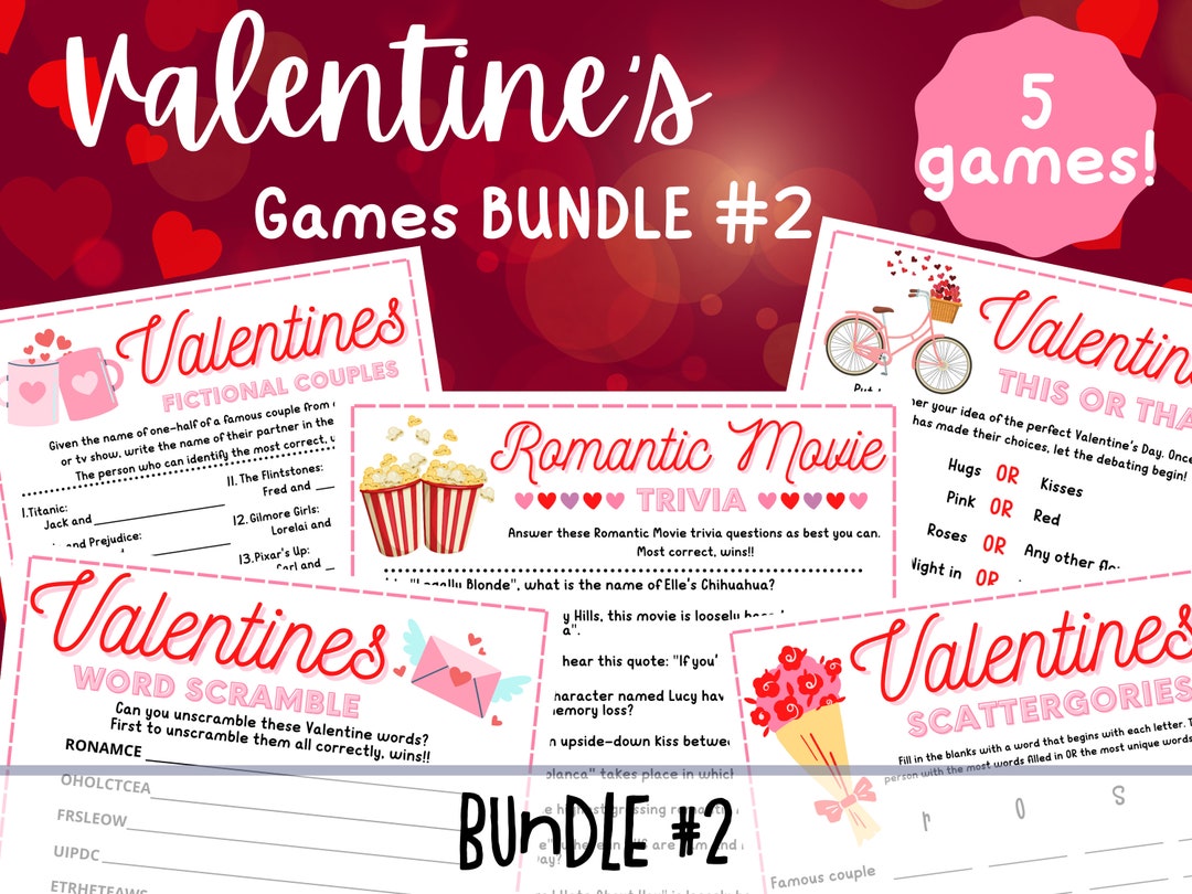 Valentines Day Party Game BUNDLE 5 Game Bundle Printable Valentines ...