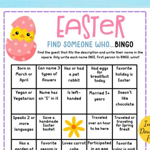 Easter Find the Guest BINGO Easter BINGO Game Easter Party Game ...