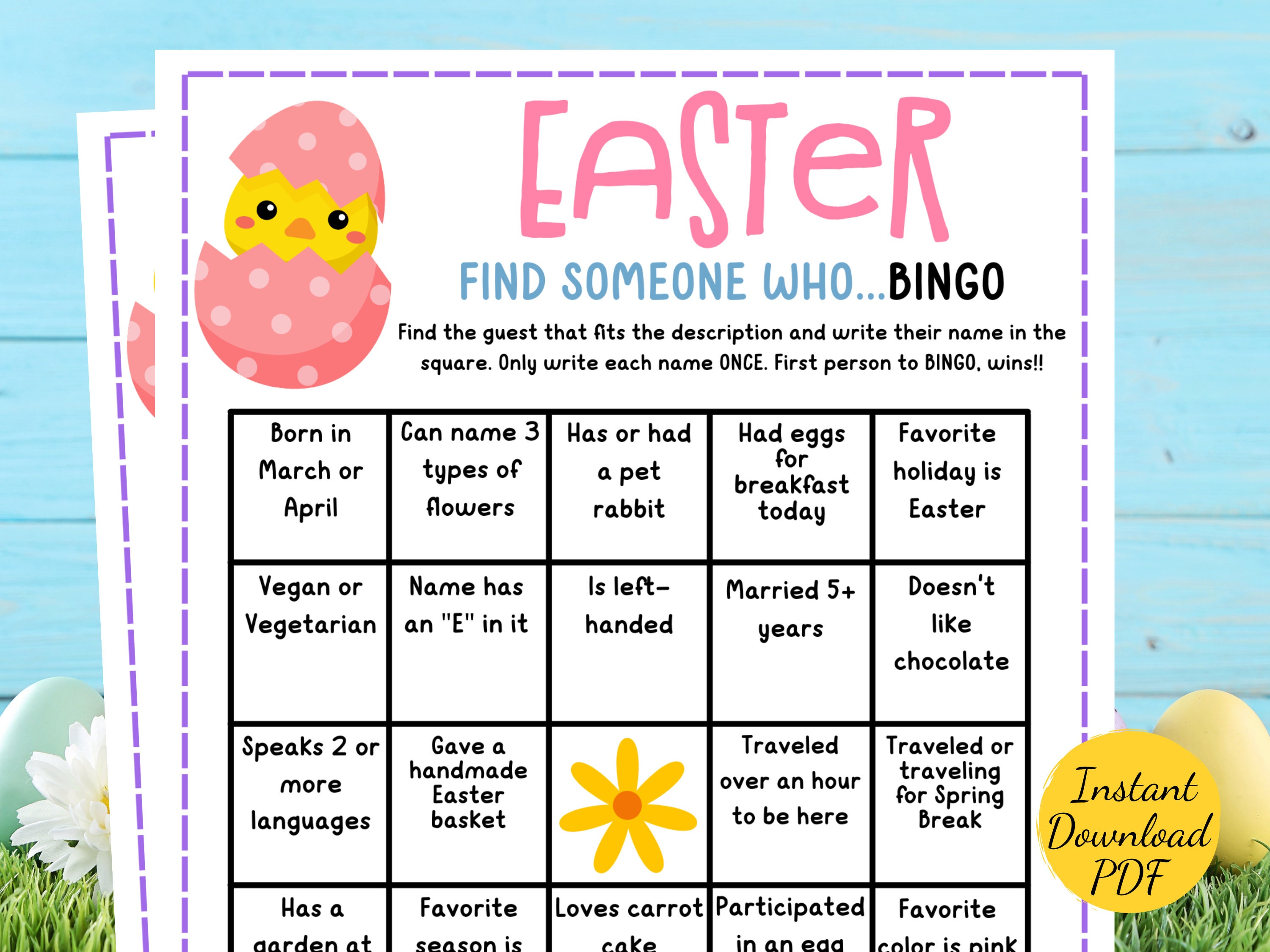 Easter Find the Guest BINGO Easter BINGO Game Easter Party Game ...