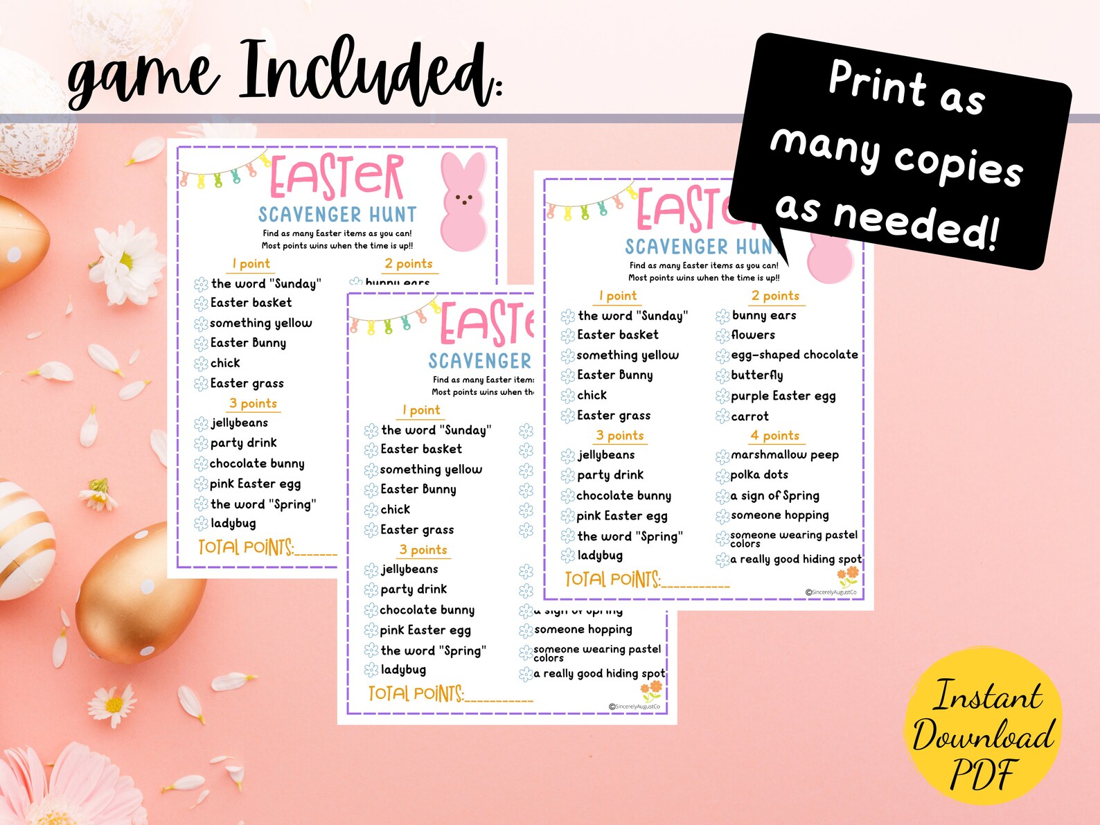 Easter SCAVENGER HUNT Easter Party Game Printable Easter Celebration ...