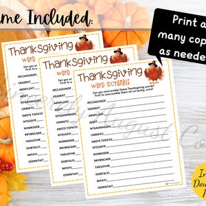 Thanksgiving WORD SCRAMBLE Game: Printable Turkey Day Activity (PDF) - Etsy