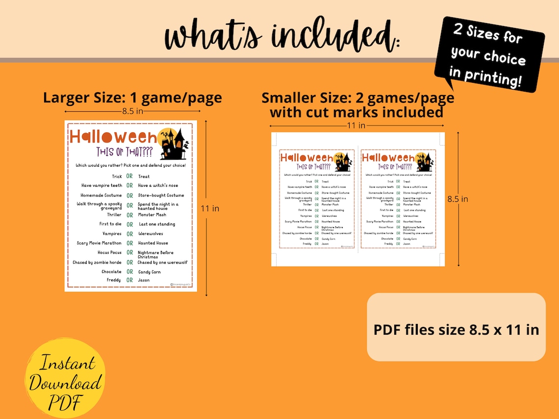 Halloween THIS OR THAT Halloween Party Game Halloween Would You Rather ...