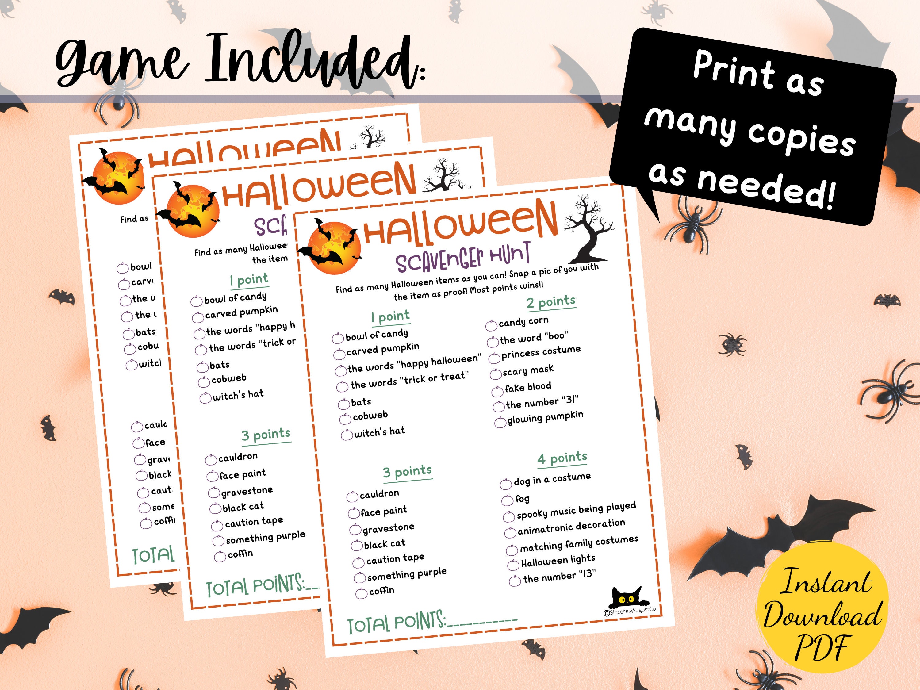 Halloween SCAVENGER HUNT Halloween Party Game Halloween Printable ...