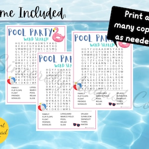 Pool Party WORD SEARCH Game: Printable Summer Activity (PDF) - Etsy