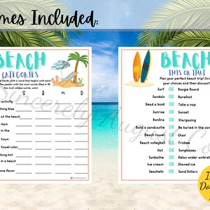 BEACH Day GAME BUNDLE - 5 Beach Day Games - Printable Beach Games - Fun ...