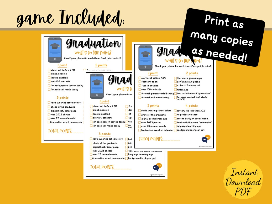 What's on Your Phone GRADUATION Game Graduation Party - Etsy