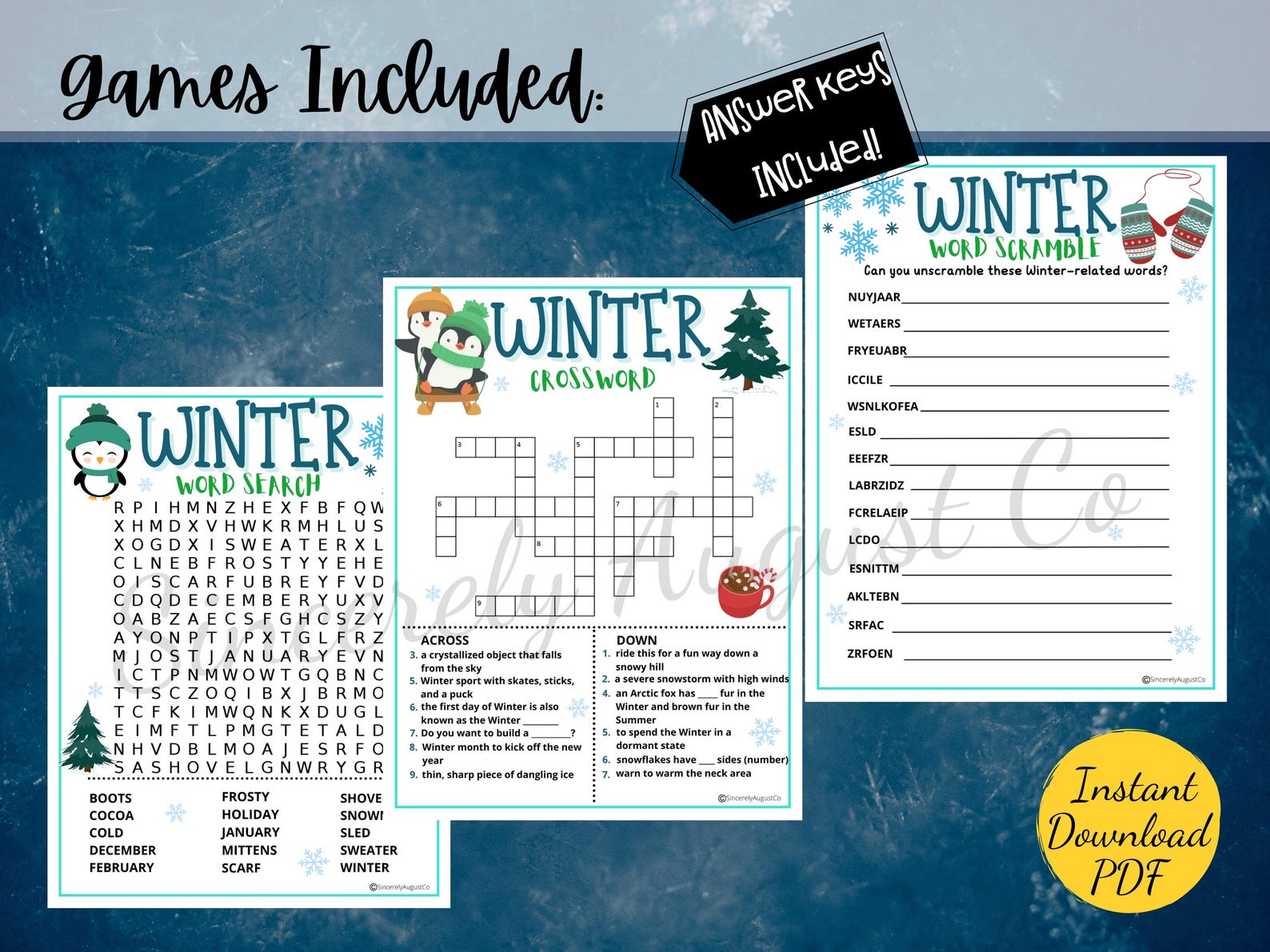 Printable Winter Games BUNDLE #3: Family Snow Day Activities (digital ...