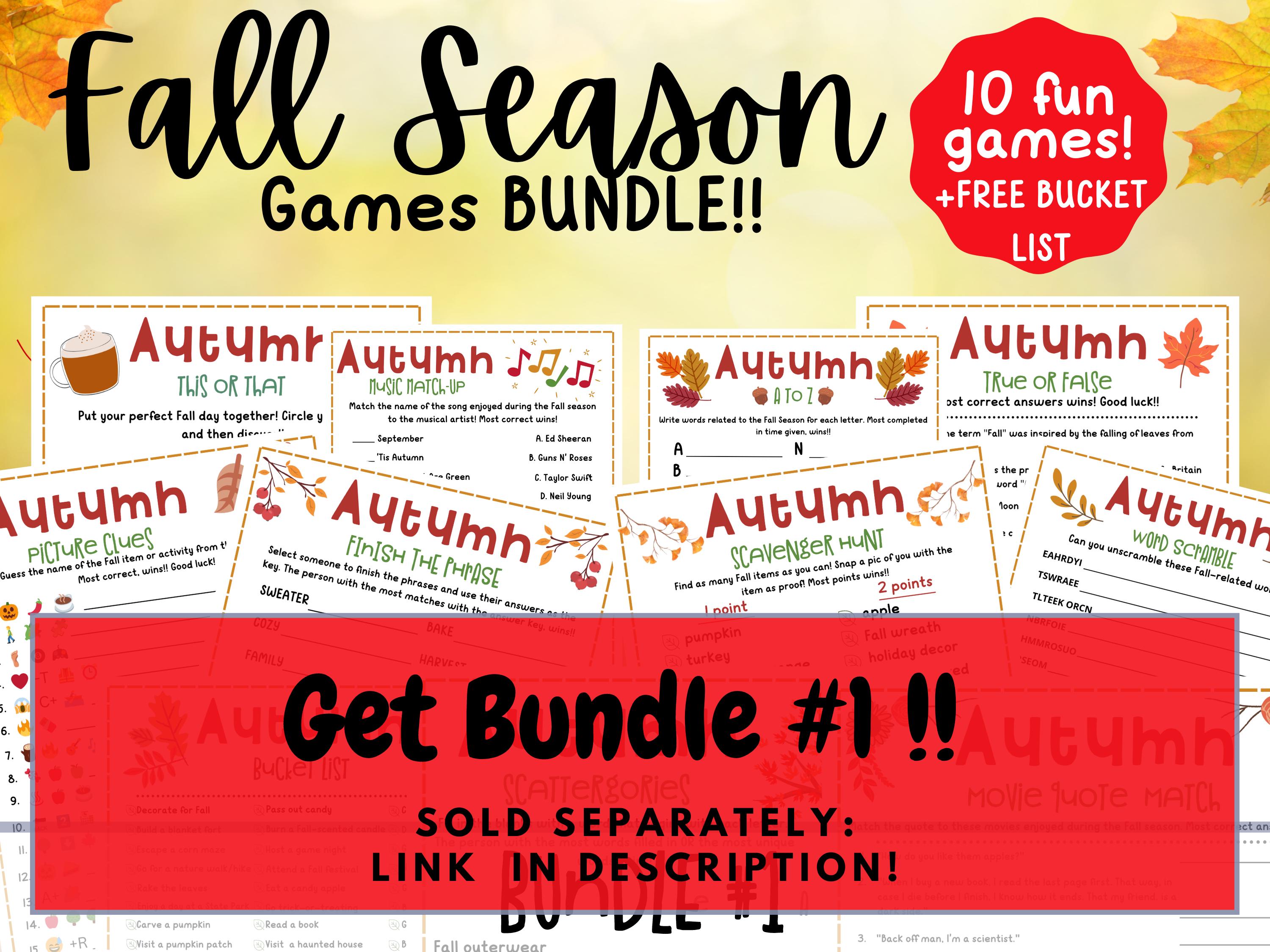 Fall CATEGORIES Game - Printable Autumn Party Game - Categories Game ...