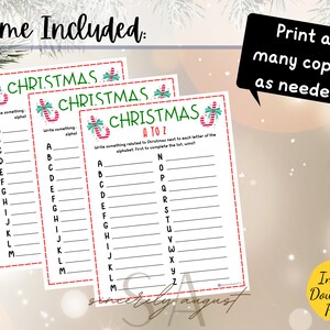 Christmas A to Z Christmas Party Game Printable Christmas Party ...