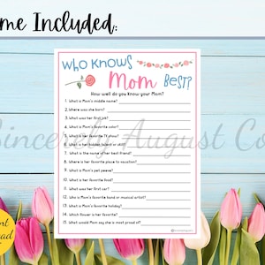 Who KNOWS MOM BEST Mothers Day Game - Mothers Day Party Game ...