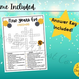 New Year's Eve WORD SEARCH & CROSSWORD Games (printable) - Etsy