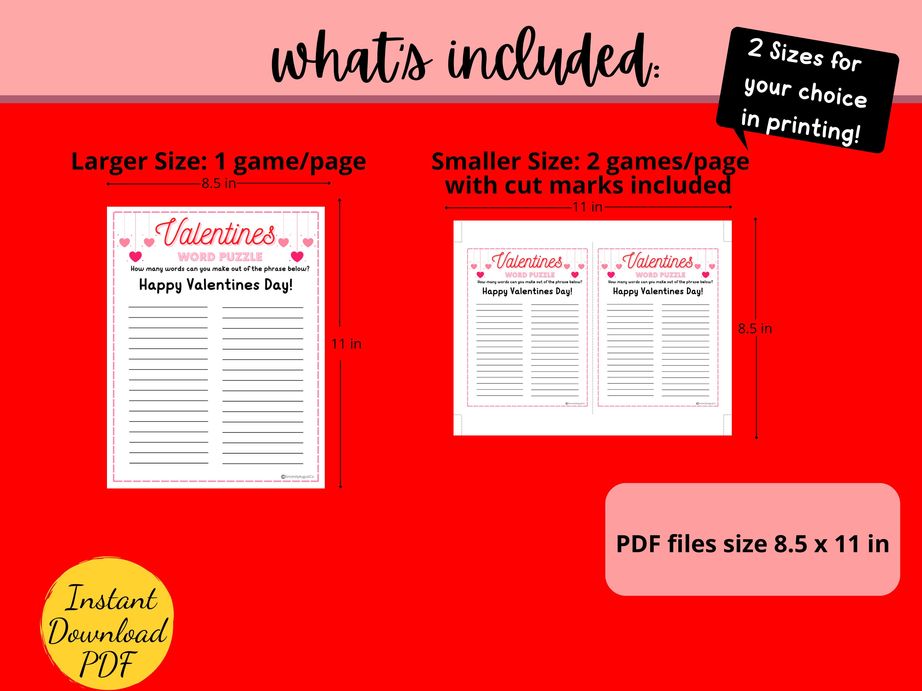 Valentine's Day WORD PUZZLE Game Valentines Day Party Game Printable ...