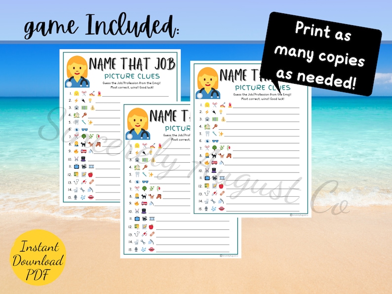 Name That Job PICTURE CLUES Game: Emoji Work Party Game (printable PDF ...