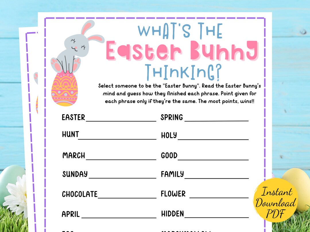 What's the EASTER BUNNY THINKING Game Easter Party Game Printable ...