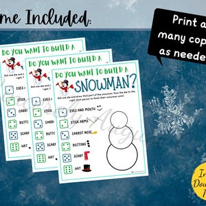 BUILD A SNOWMAN Dice Game: Winter Printable Party Activity (PDF) - Etsy