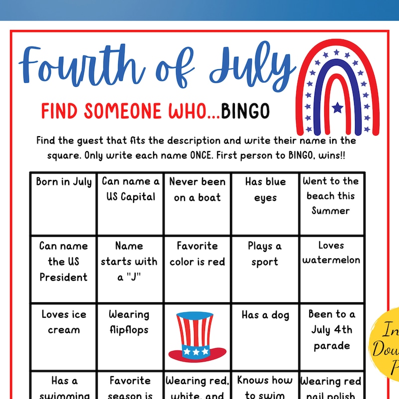 4th of July Bingo - Etsy
