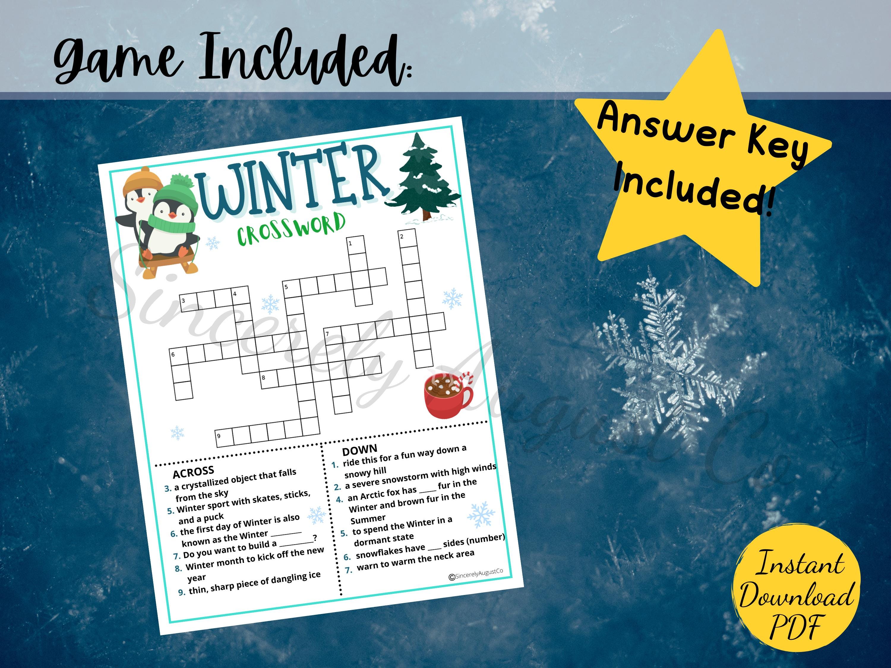 Winter WORD SEARCH & CROSSWORD Games: Printable Winter Activity ...