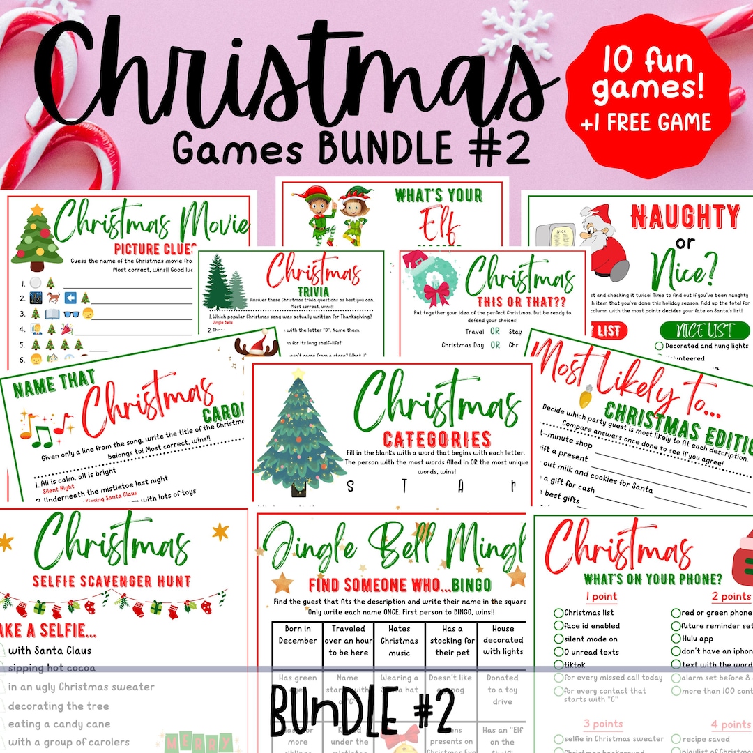 Christmas Party Games BUNDLE 2 Printable Christmas Party Games Holiday ...