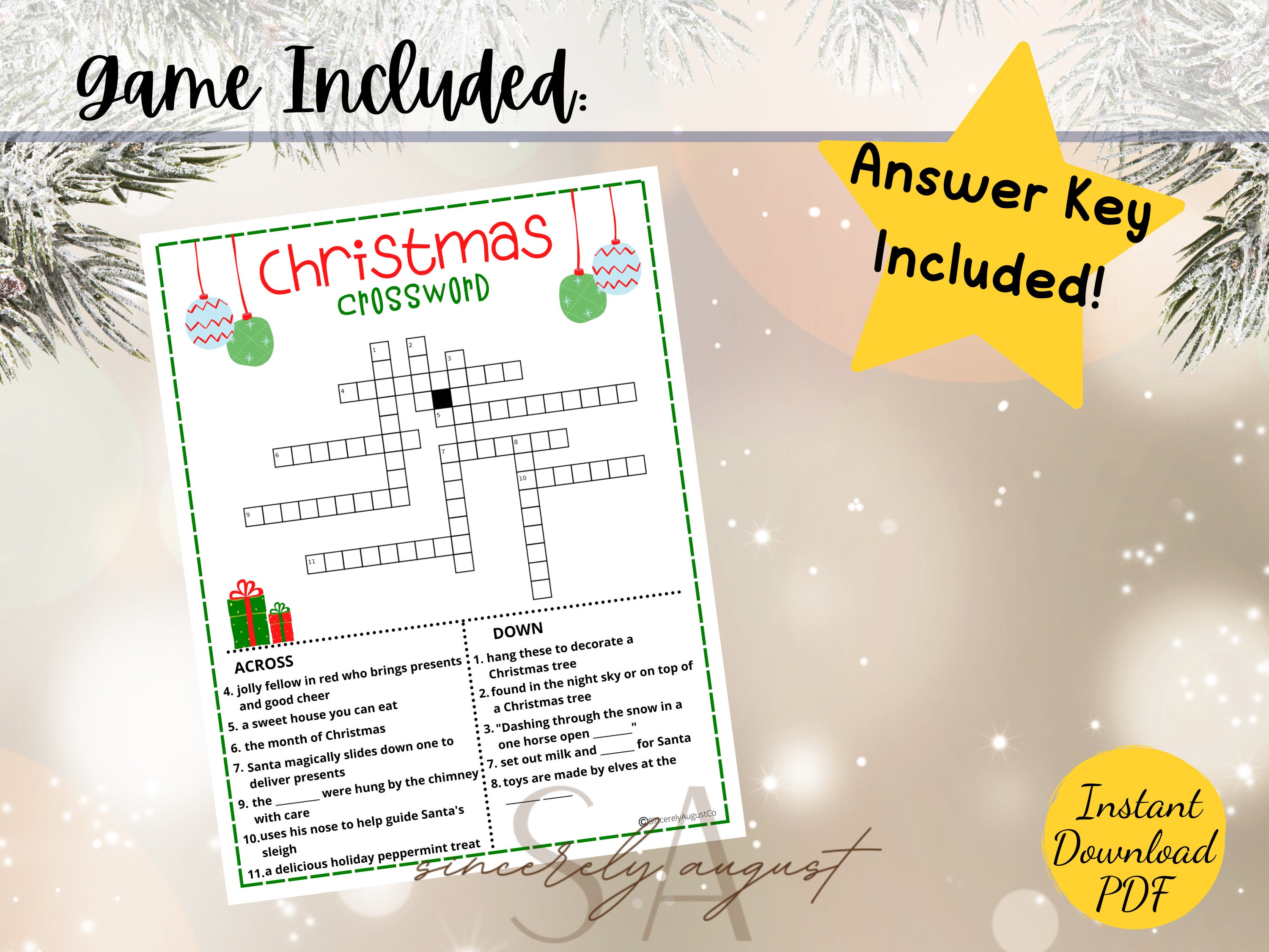 Christmas Word Search Christmas Crossword Christmas Games Printable ...