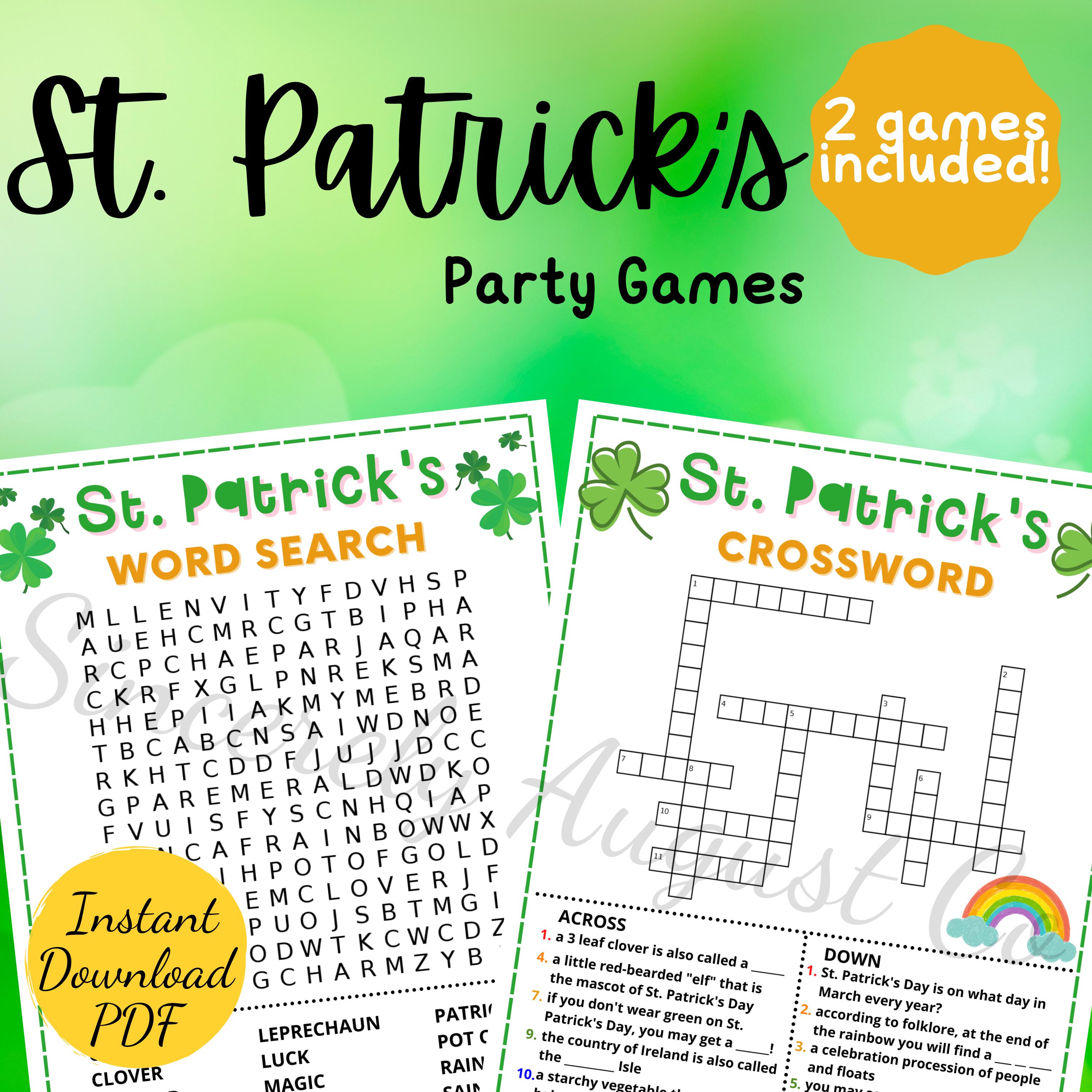 St. Patrick's Day WORD SEARCH - St. Patrick's Day CROSSWORD - St ...