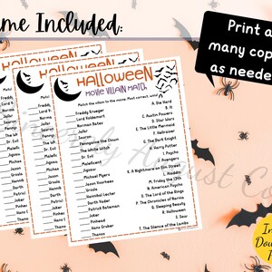 Halloween MOVIE VILLAIN MATCH Halloween Party Game Printable Halloween ...
