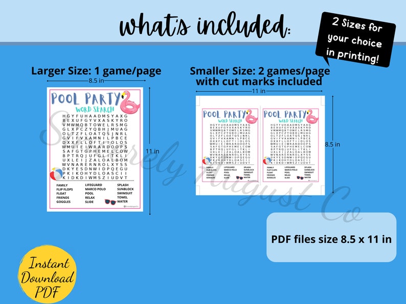 Pool Party WORD SEARCH Game: Printable Summer Activity (PDF) - Etsy ...