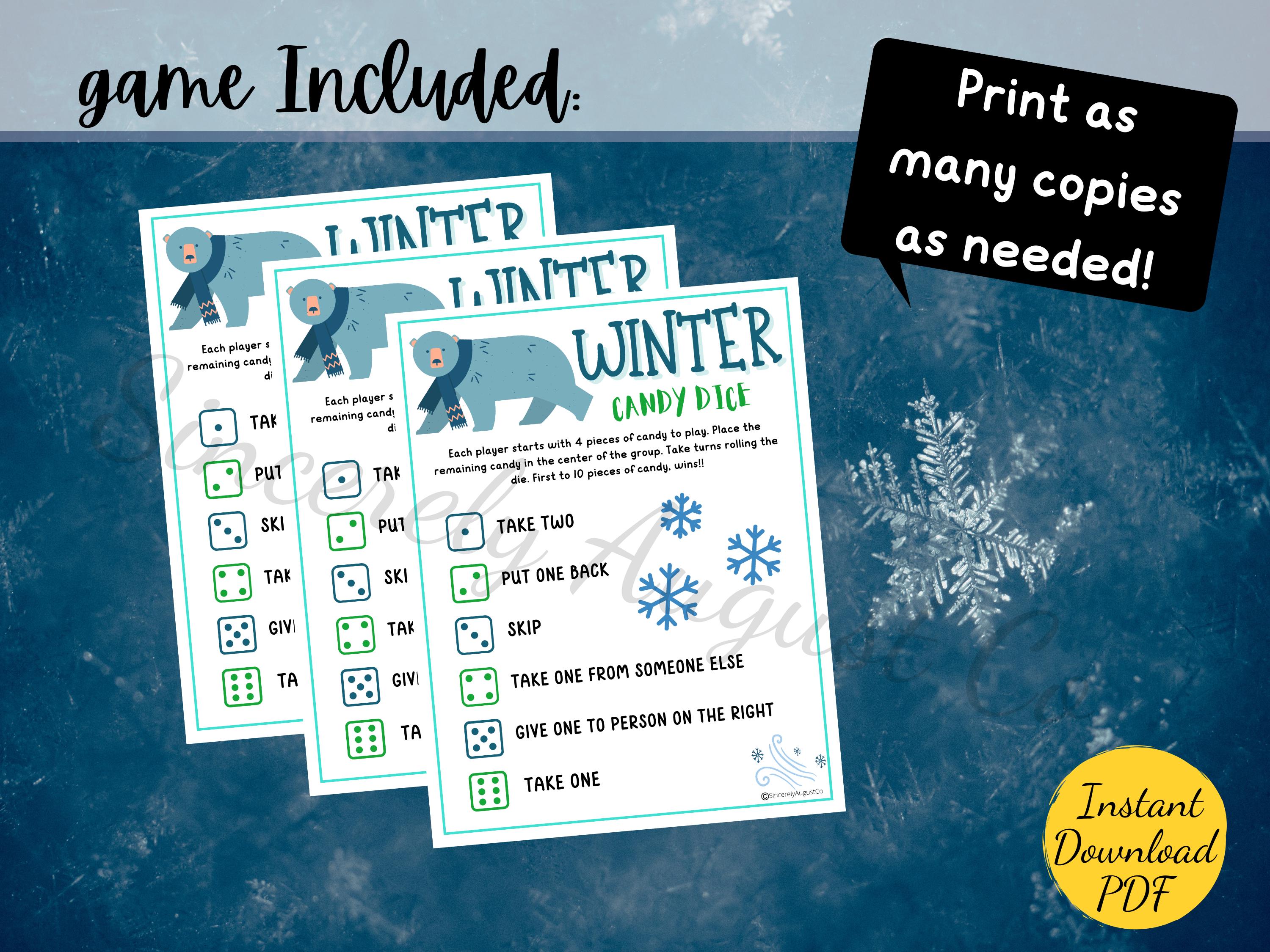 Winter CANDY DICE Game: Printable Party Activity (PDF) - Etsy