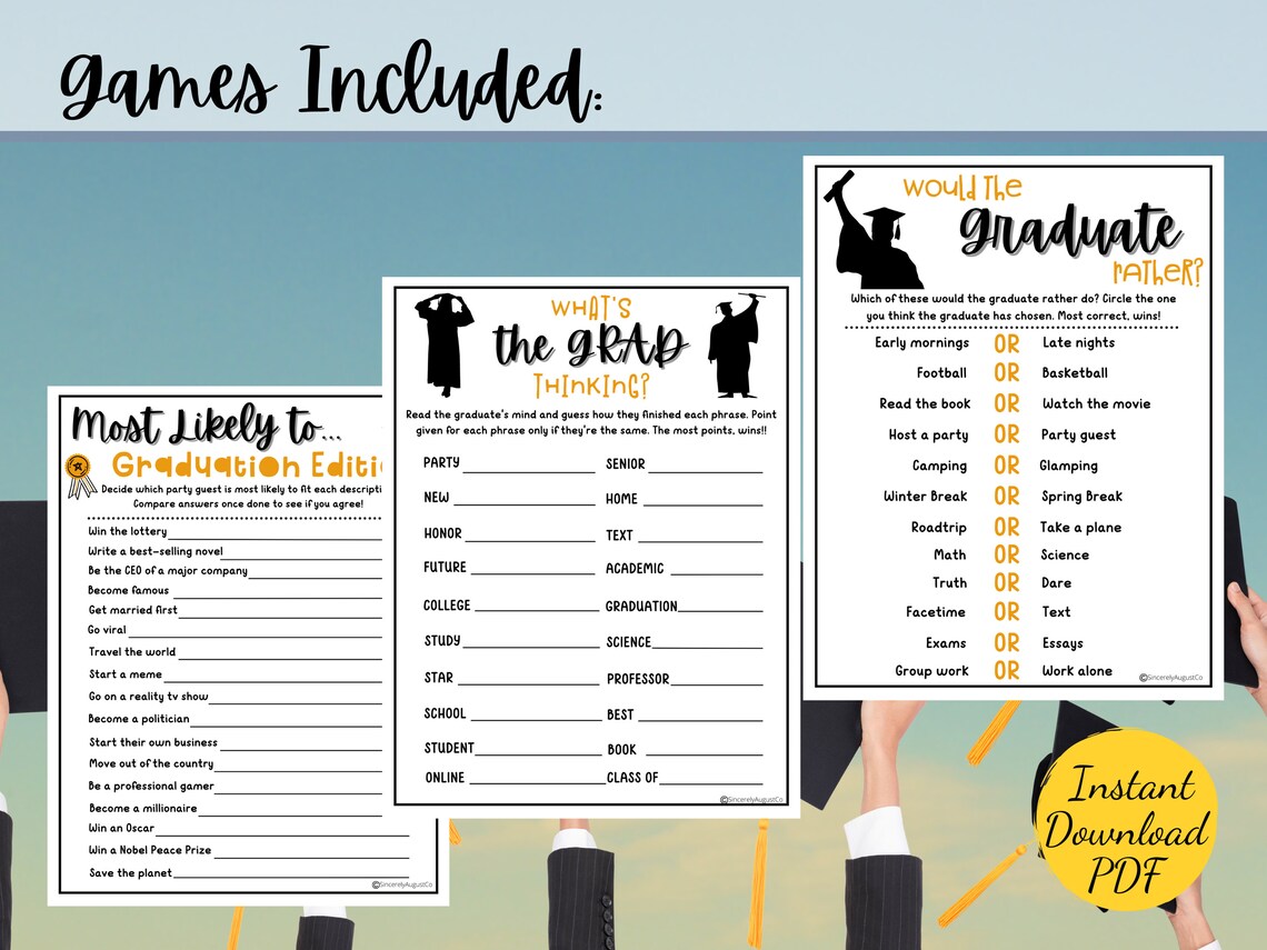 Graduation Party Games BUNDLE Printable Graduation Party Activities ...
