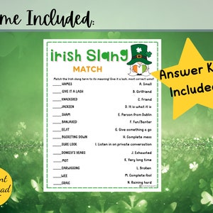 St. Patrick's Day IRISH SLANG MATCH Game St. Patrick's Day Party Game ...