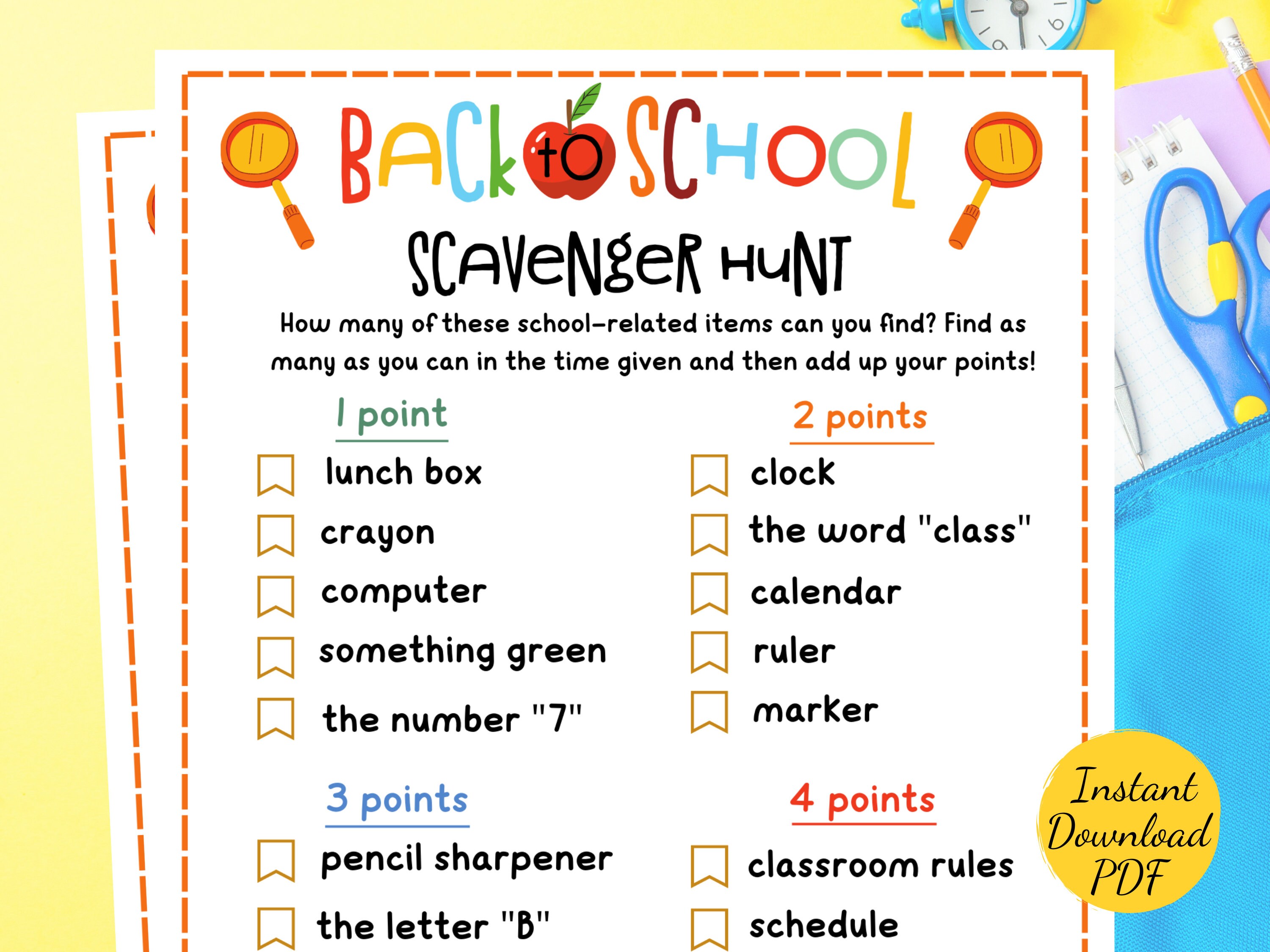 SCAVENGER HUNT Back to School Game First Day of School - Etsy