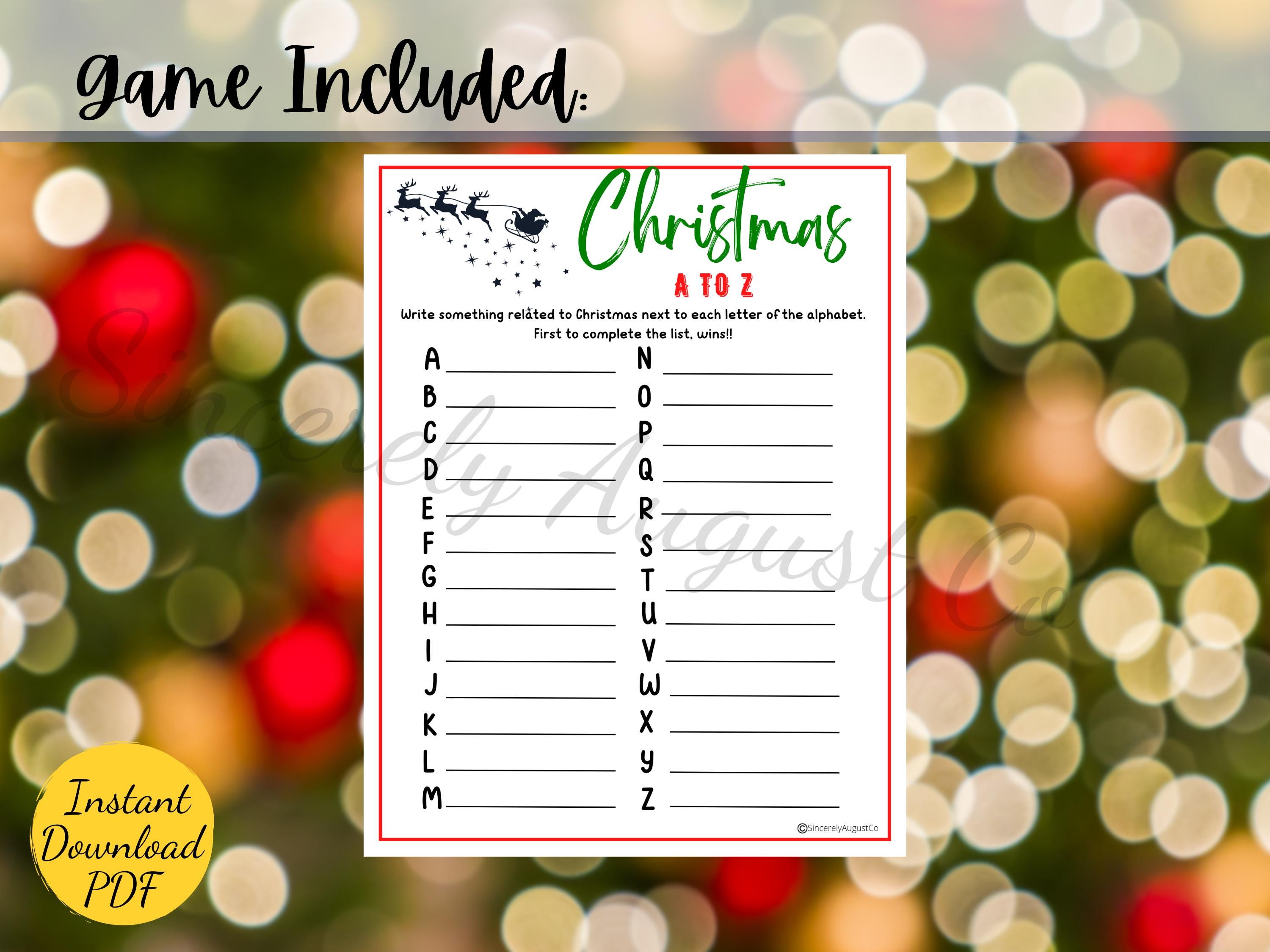 Christmas A to Z - Christmas Party Game - Printable Christmas Party ...