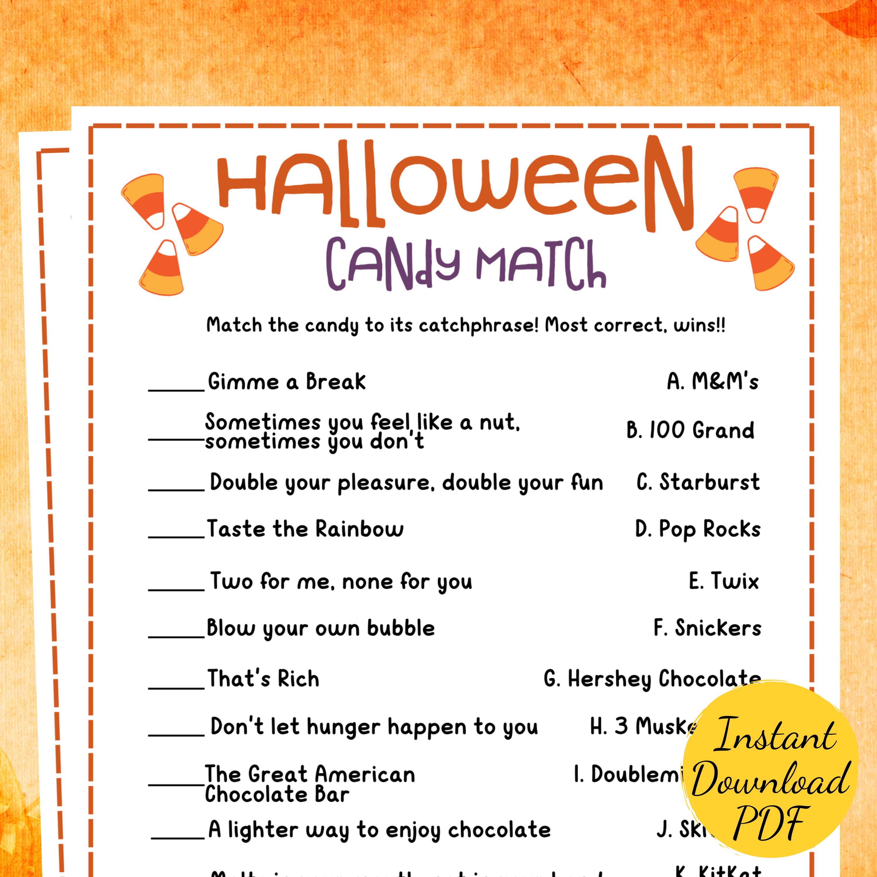 Halloween CANDY MATCH - Halloween Party Game - Printable Halloween ...