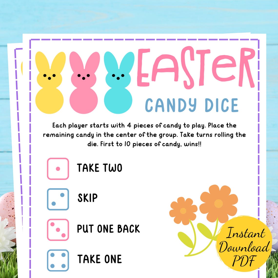 Easter CANDY DICE Game - Easter Party Game - Printable Easter ...