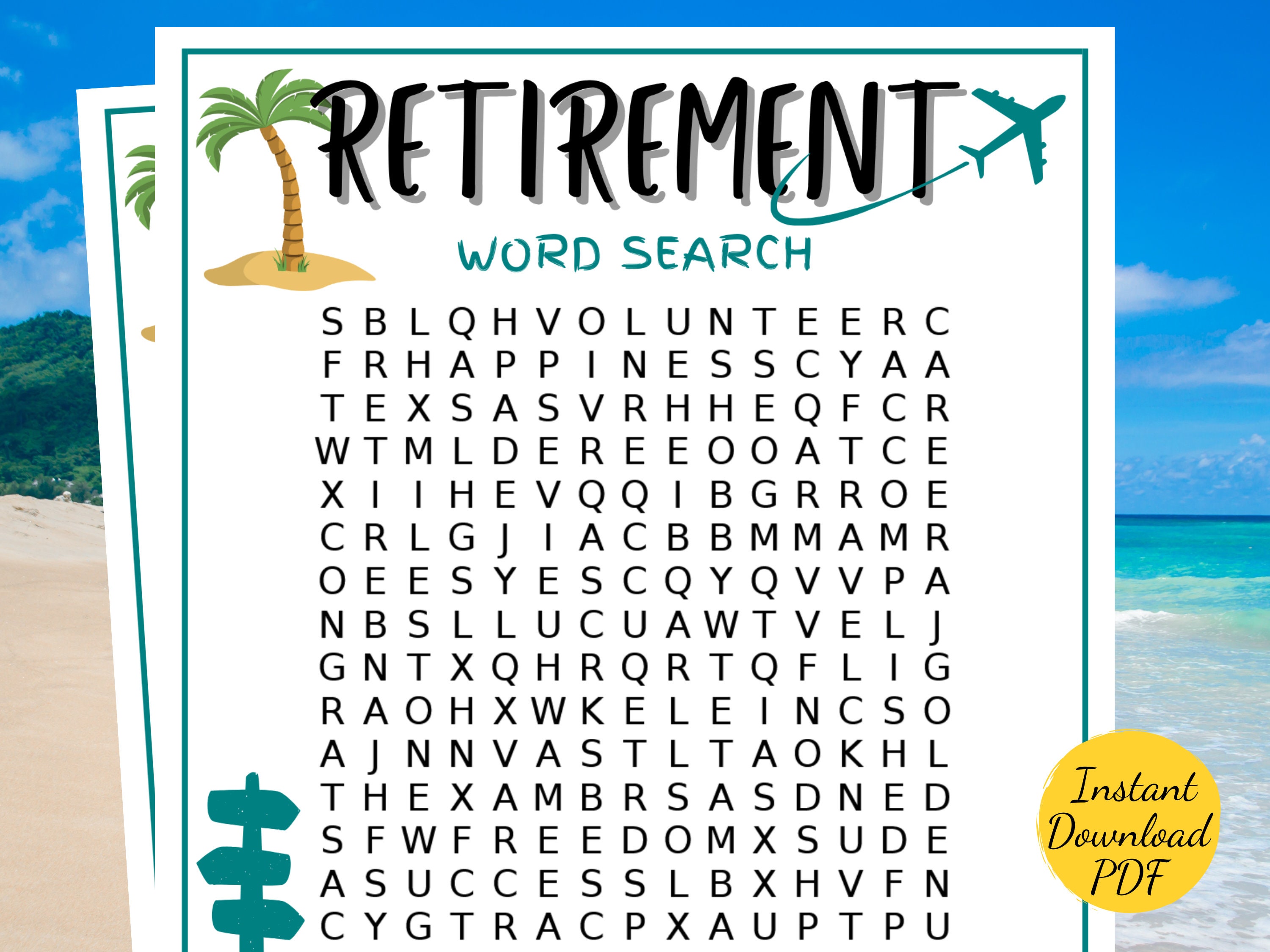 Retirement WORD SEARCH Game Printable Retirement Party Game Work Party ...