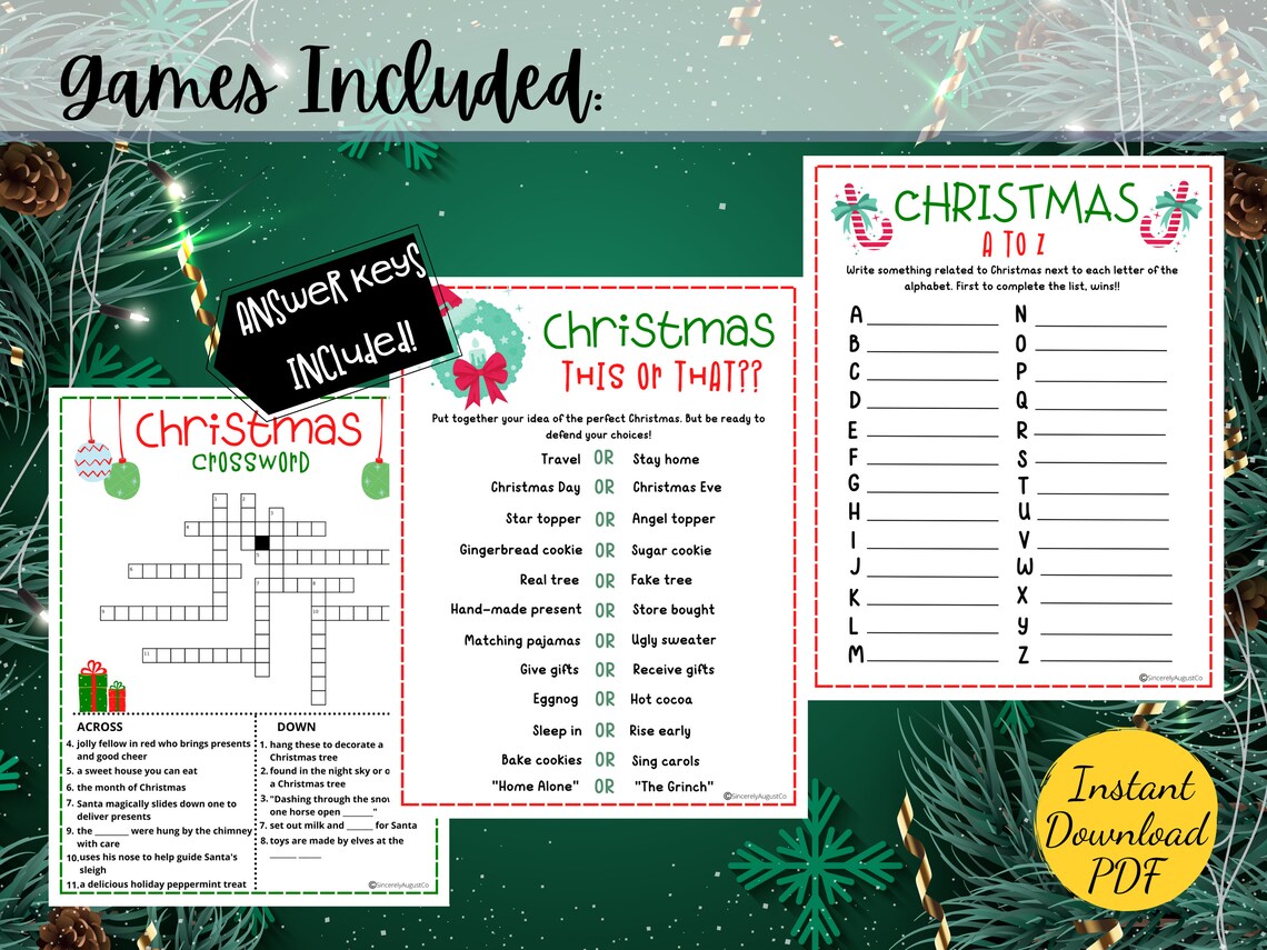 Christmas Party Games BUNDLE Printable Christmas Party Games Holiday ...
