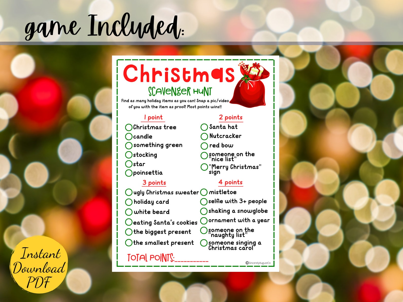 SCAVENGER HUNT CHRISTMAS Game Christmas Party Game Printable Christmas ...
