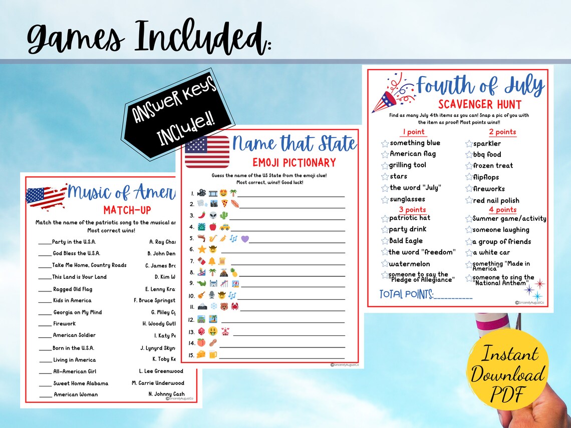 Fourth of July Games BUNDLE 5 Game Bundle Printable July - Etsy