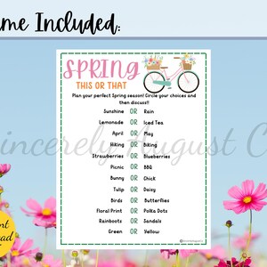 Spring THIS or THAT Game: Printable Party Activity (PDF) - Etsy