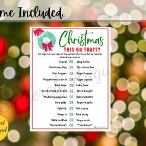 THIS OR THAT Christmas Party Game - Printable Christmas Party Activity ...