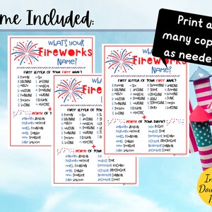 What's Your FIREWORKS NAME July 4th Party Game - Etsy