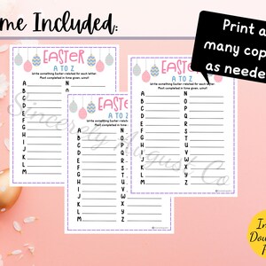 Easter A to Z Game: Printable Party Activity (PDF) - Etsy