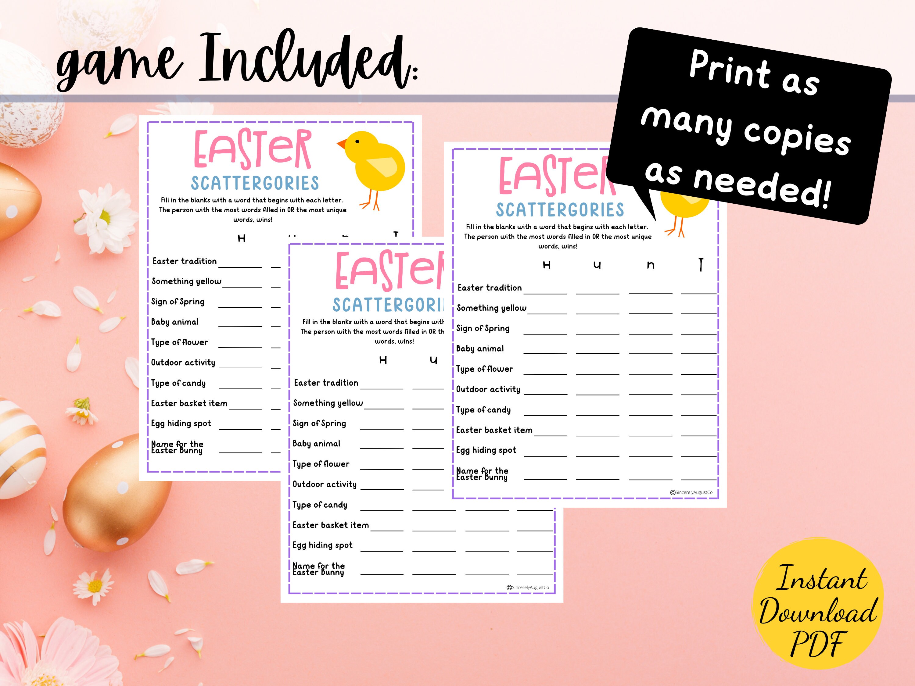 Easter SCATTERGORIES Game Easter Party Game Printable Easter ...