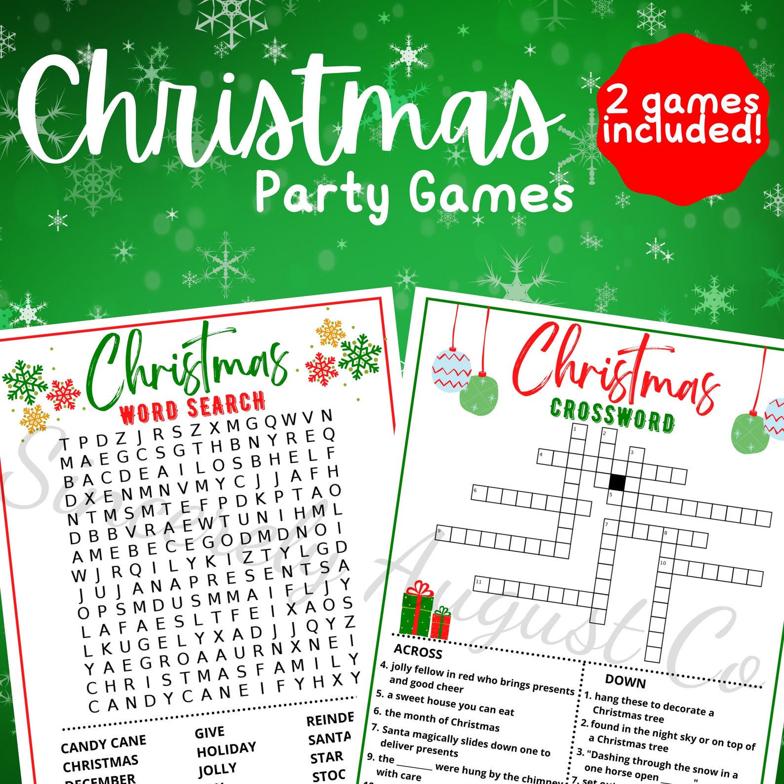 Christmas WORD SEARCH Christmas CROSSWORD Christmas Games Printable ...