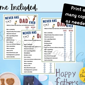 NEVER Has DAD EVER Game - Fathers Day Party Game - Printable Baby ...