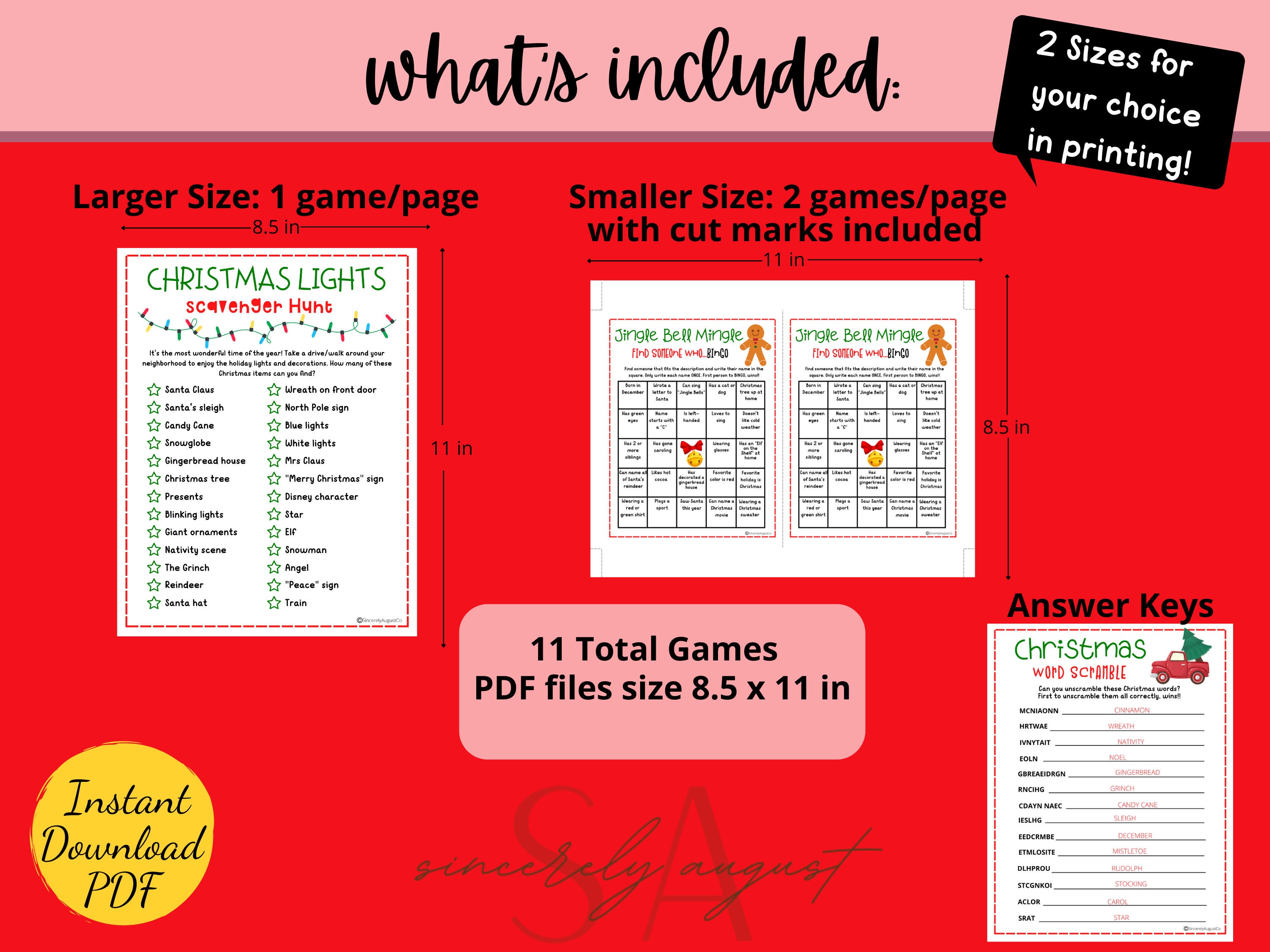 Christmas Party Games BUNDLE Printable Christmas Party Games Holiday ...